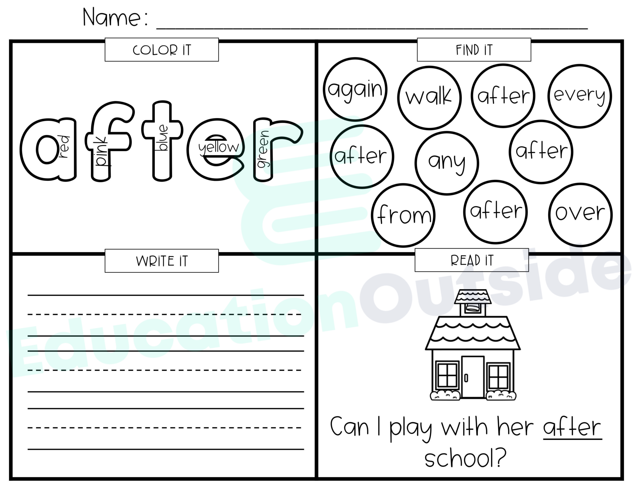 Sight Word Practice Packet - 1st Grade Dolch Words