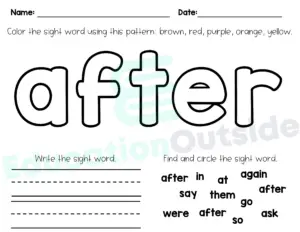 Sight Word Practice Packet - 1st Grade Dolch Words