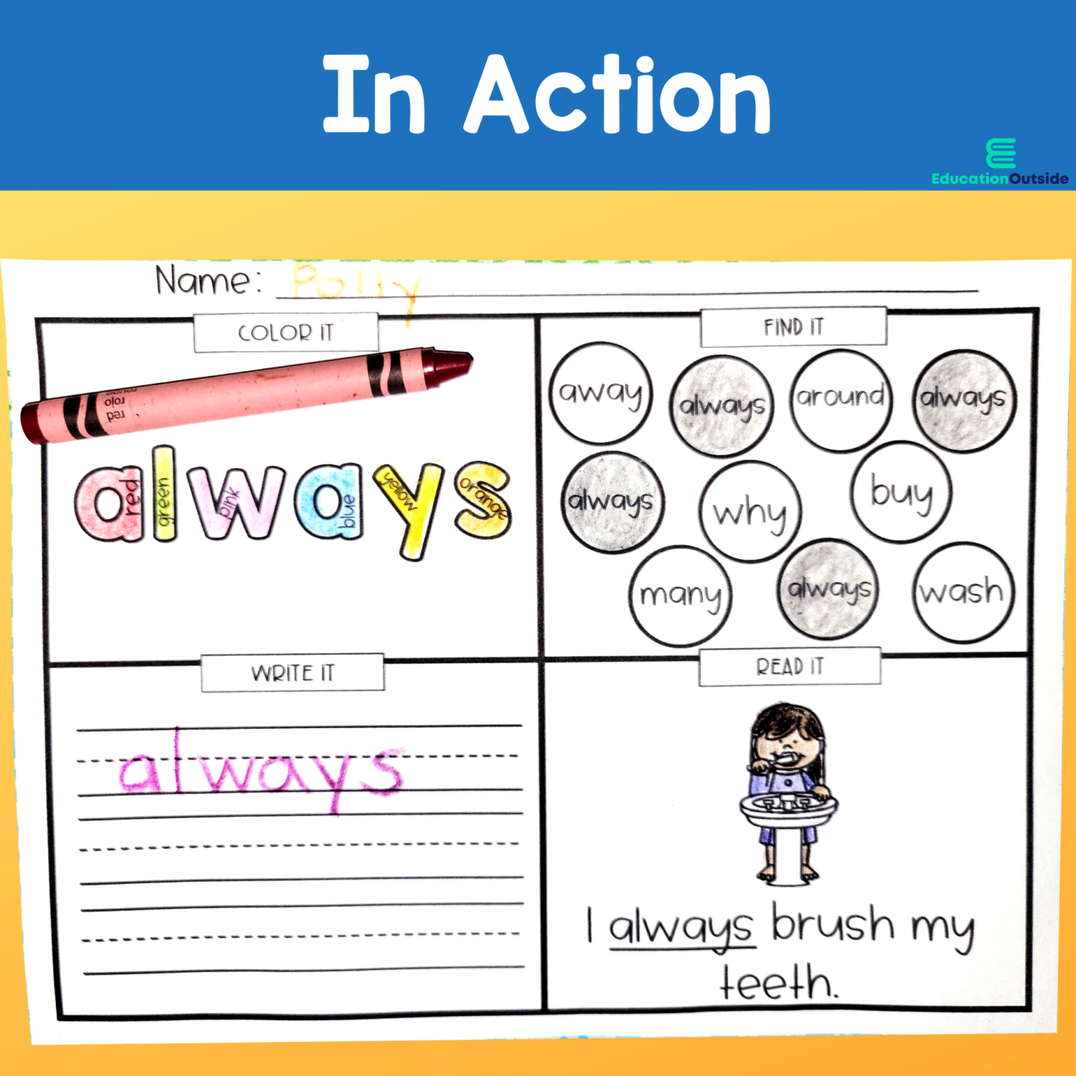 Sight Word Practice Packet (2nd Grade Dolch Words)
