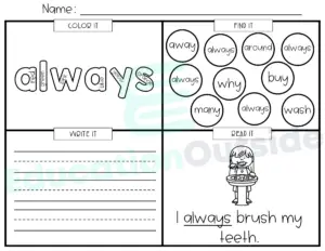 Sight Word Practice Packet (2nd Grade Dolch Words)