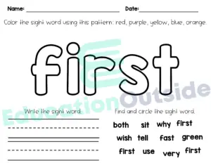 Sight Word Practice Packet (2nd Grade Dolch Words)