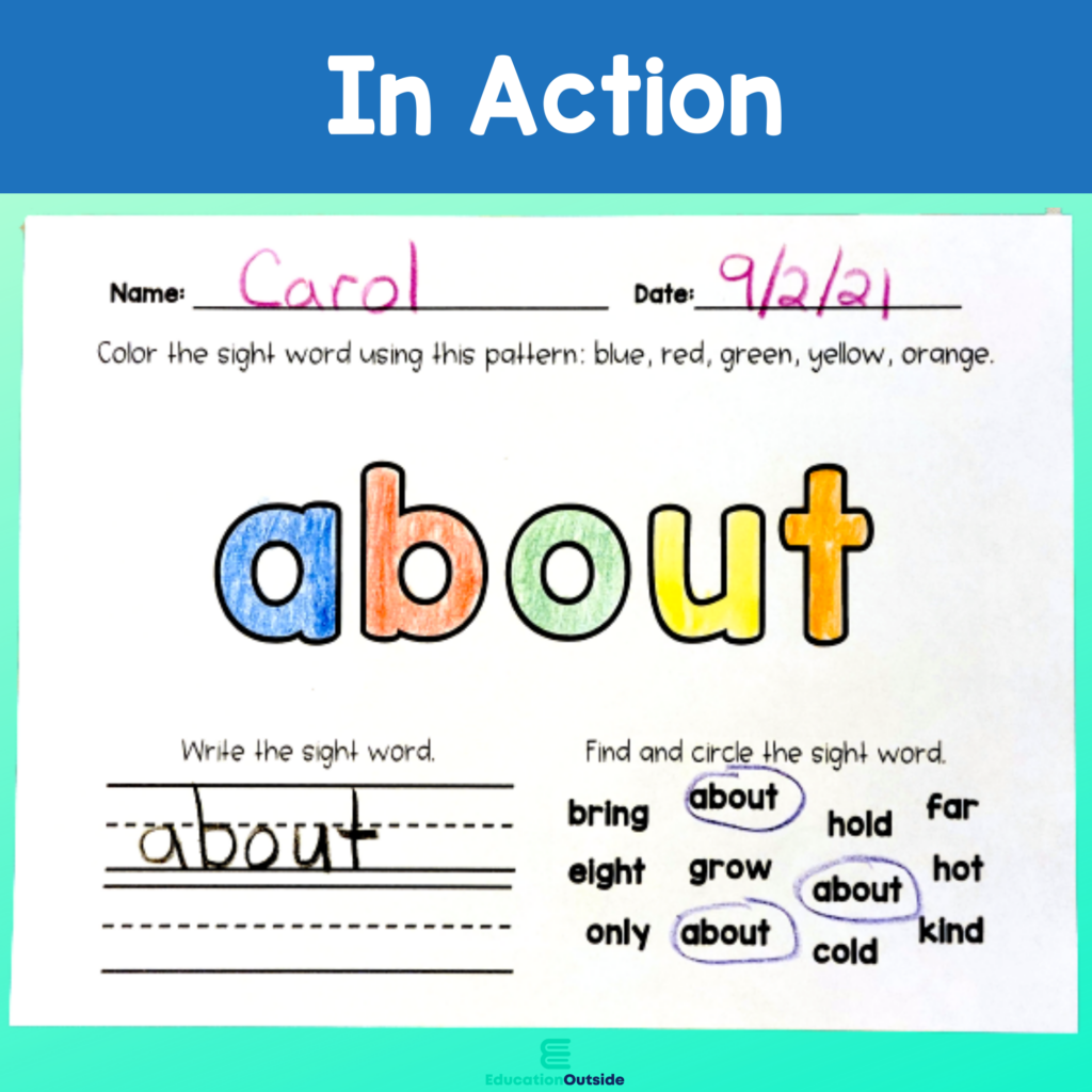 Sight Word Practice Packet (3rd Grade Dolch Words)