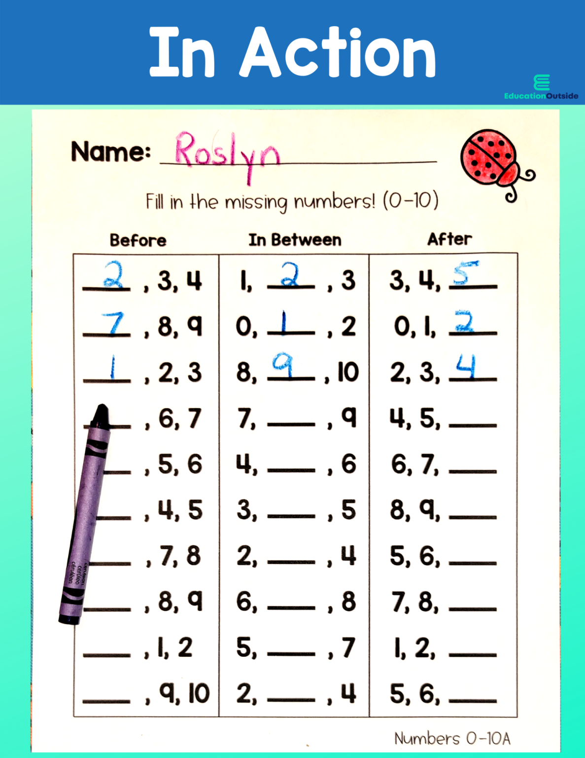 Before, After and Missing Number Worksheets (0-100)