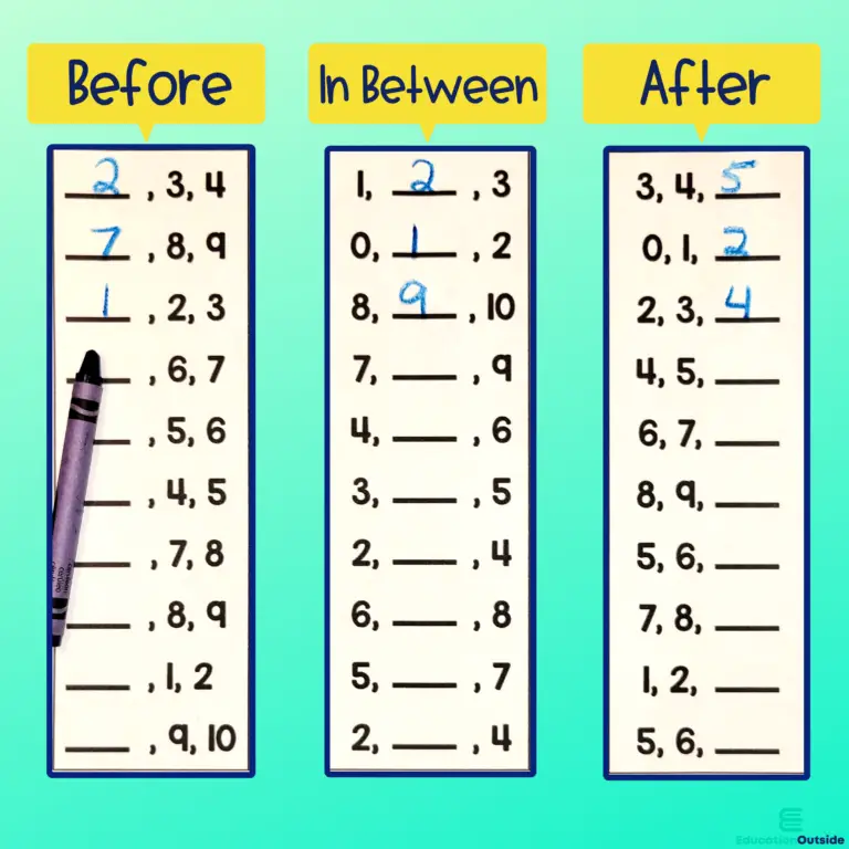 Before, After and Missing Number Worksheets (0-100)