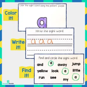 Sight Word Coloring Worksheets (Dolch Pre-Primer) - NO PREP Printable Set