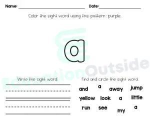 Sight Word Coloring Worksheets (Dolch Pre-Primer) - NO PREP Printable Set