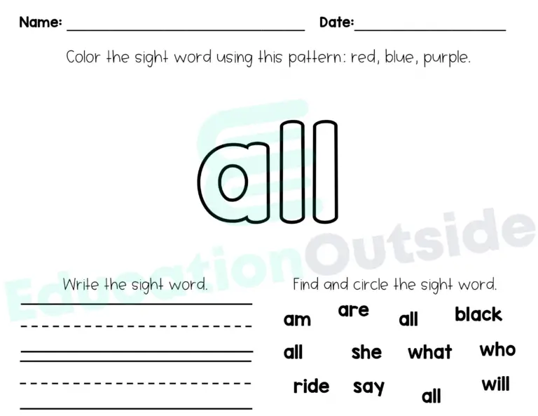 Sight Word Coloring Worksheets (Dolch Primer) - NO PREP Printable Set