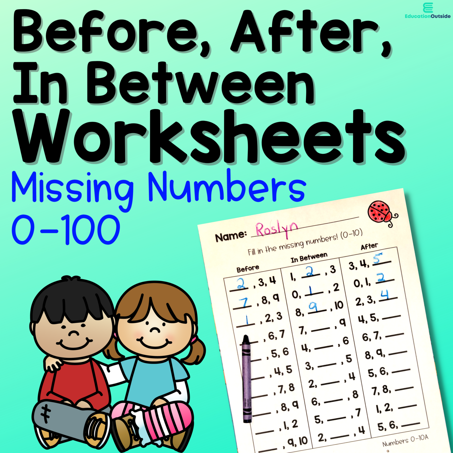 Before, After and Missing Number Worksheets (0-100)