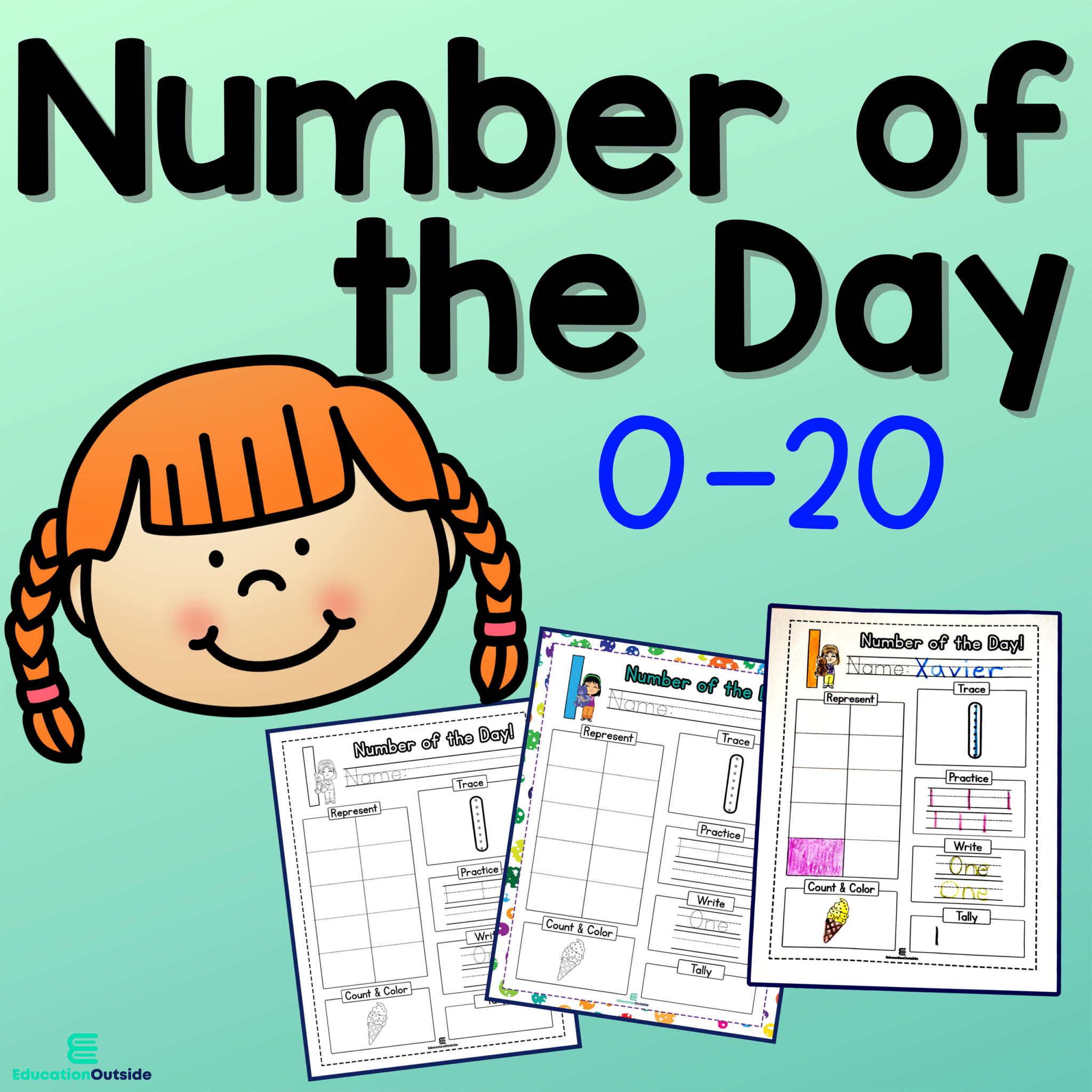 Number of the Day Printables: 0-20 (Color and B&W Included)
