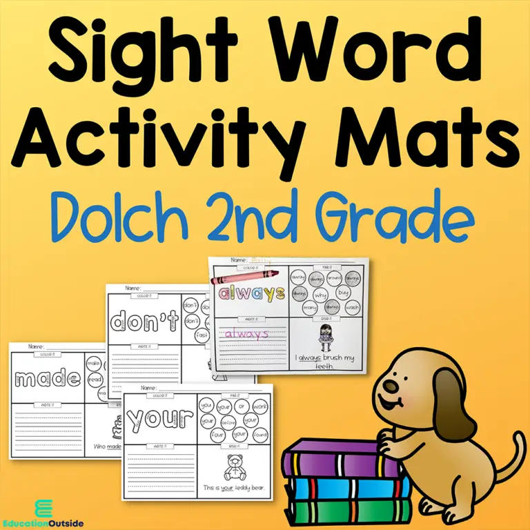 No Prep 2nd Grade Dolch Sight Word Activity Mats
