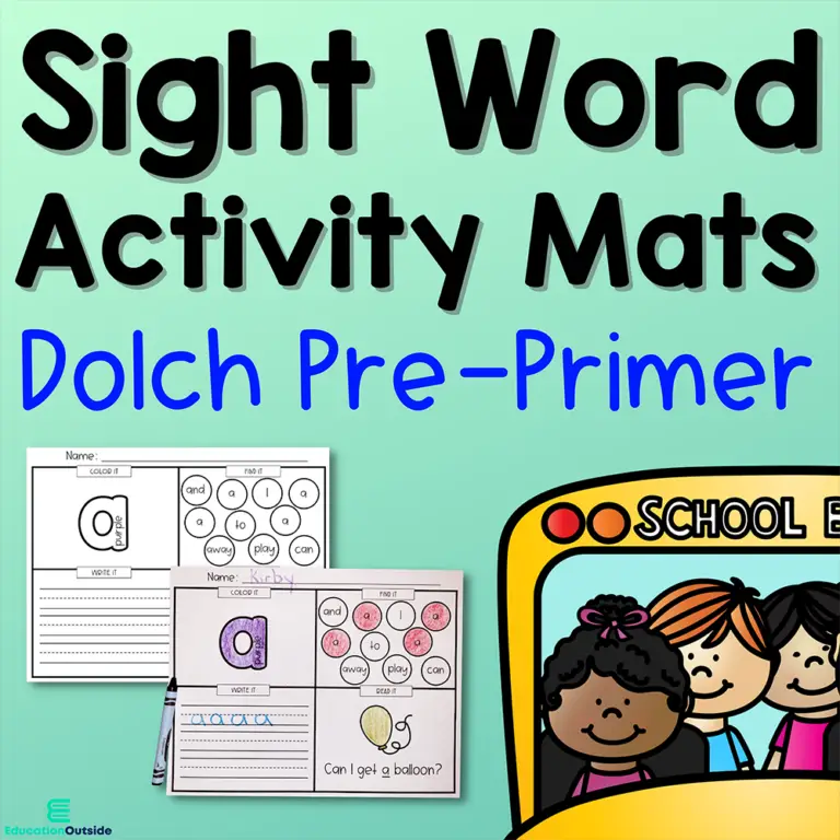 No Prep Dolch Pre-Primer Sight Word Activity Mats