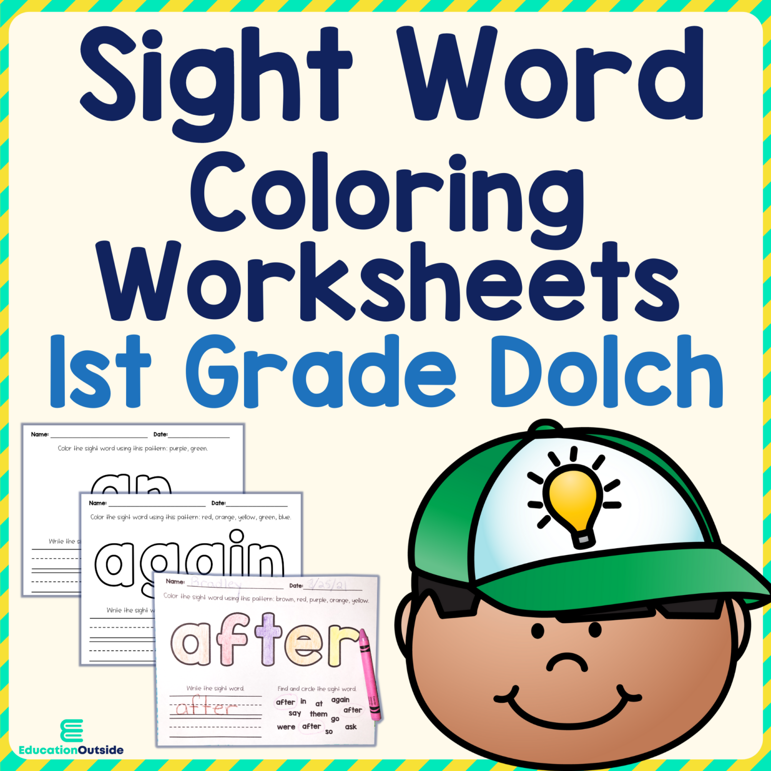 Sight Word Coloring Worksheets (1st Grade Dolch) - NO PREP Printable Set