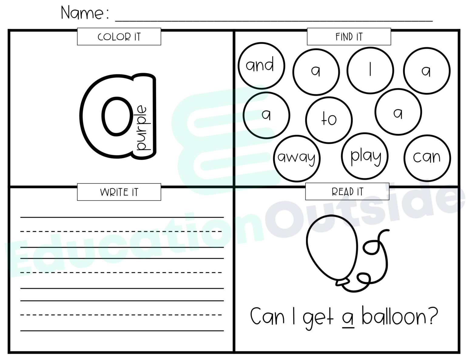 Sight Word Practice Packet (Dolch Pre-Primer Words)