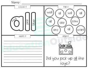 Sight Word Practice Packet (Dolch Primer Words)