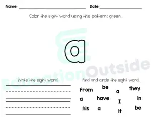 Sight Word Practice Packet (Fry's Top 25)