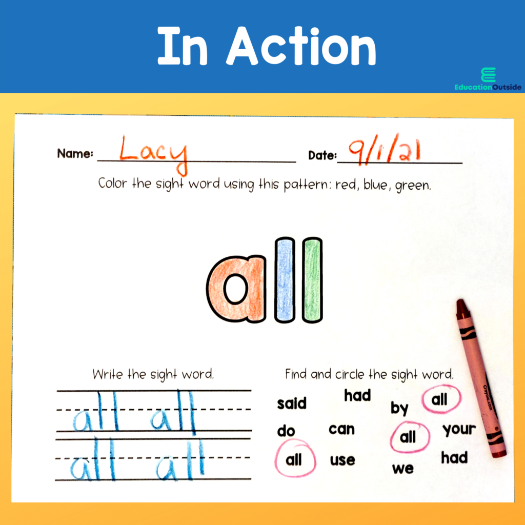 Sight Word Practice Packet (Fry's 26-50)
