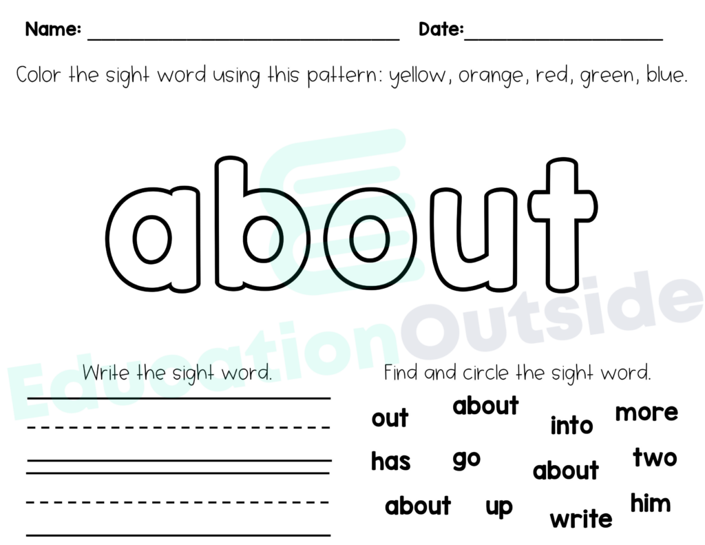 Sight Word Practice Packet (Fry's 51-75)