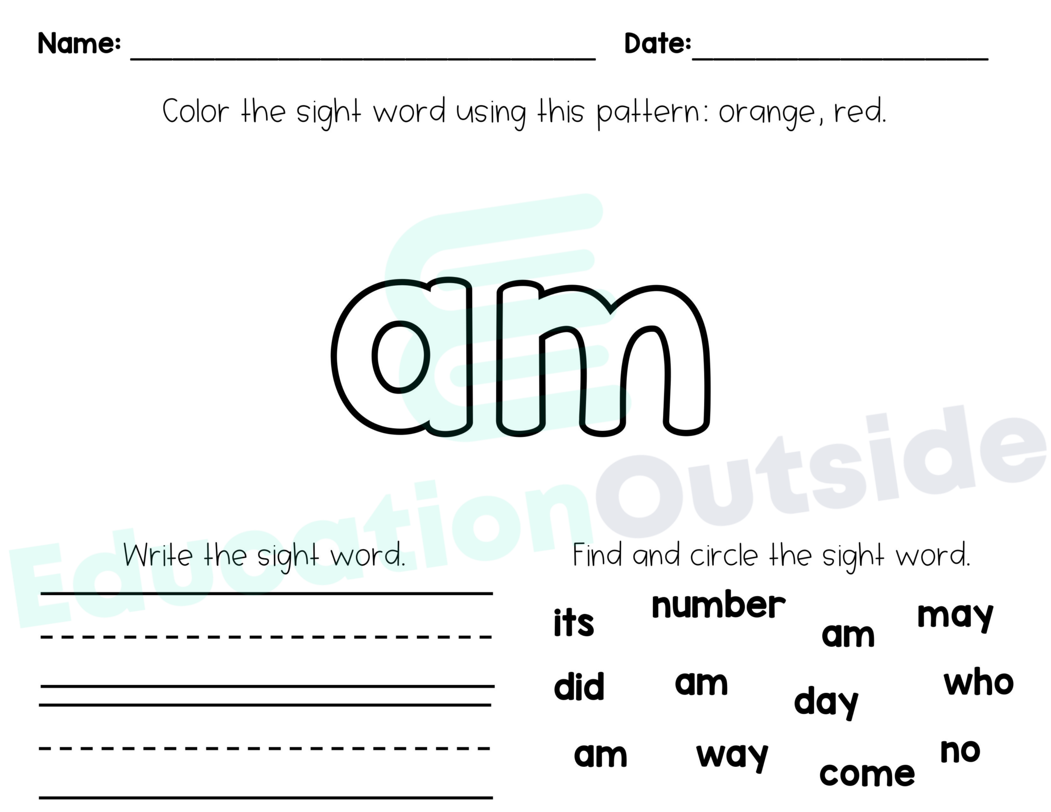 Sight Word Practice Packet (Fry's 76-100)
