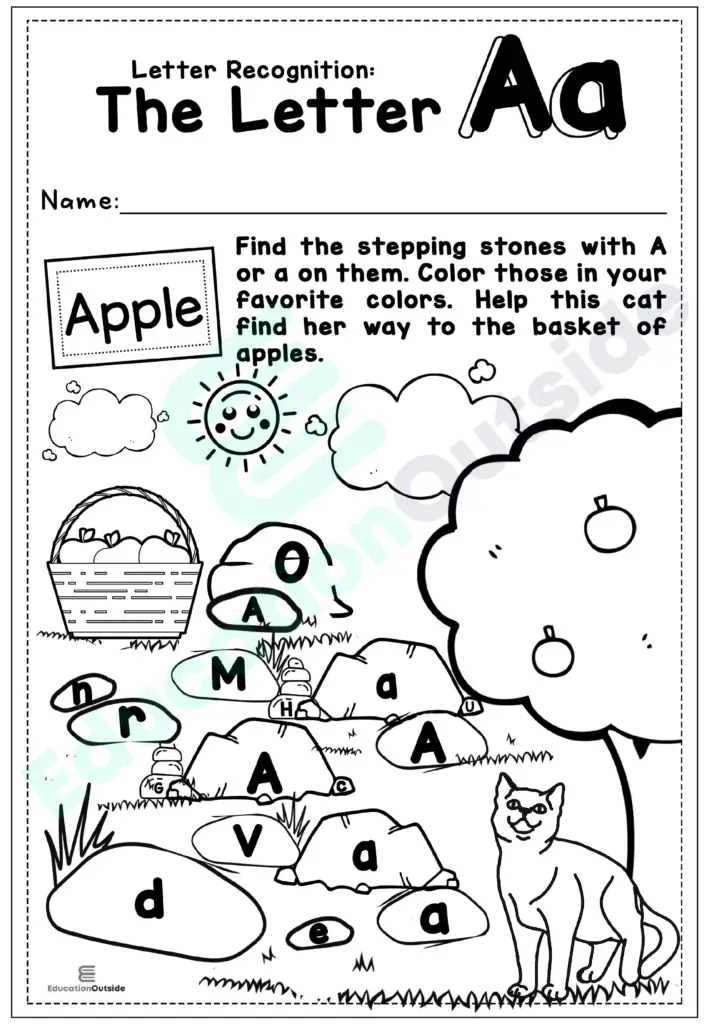 Letter Recognition Worksheet and Coloring Activity (NO PREP) - Entire ...