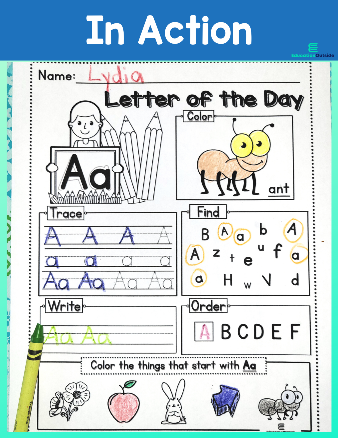 Letter of the Day Worksheets - NO PREP - A-Z Uppercase & Lowercase Practice