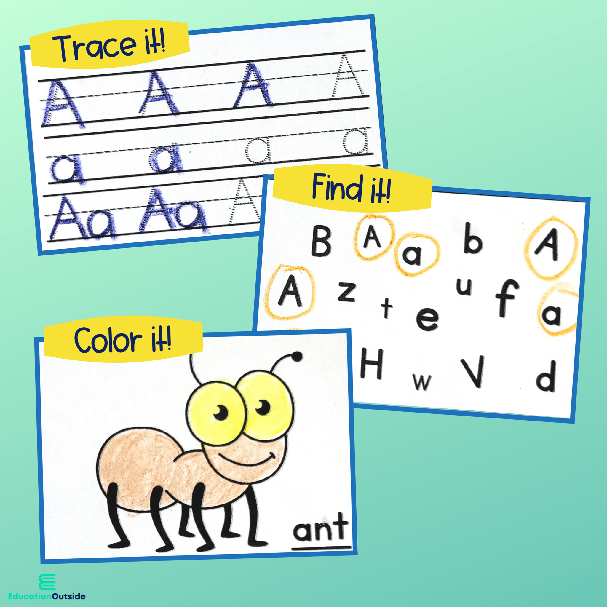 Letter of the Day Worksheets - NO PREP - A-Z Uppercase & Lowercase Practice