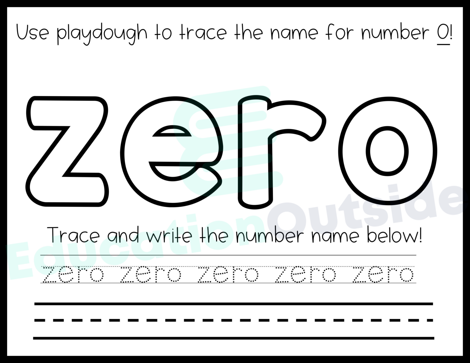 Traceable Number Name Playdough Mats: 0-20