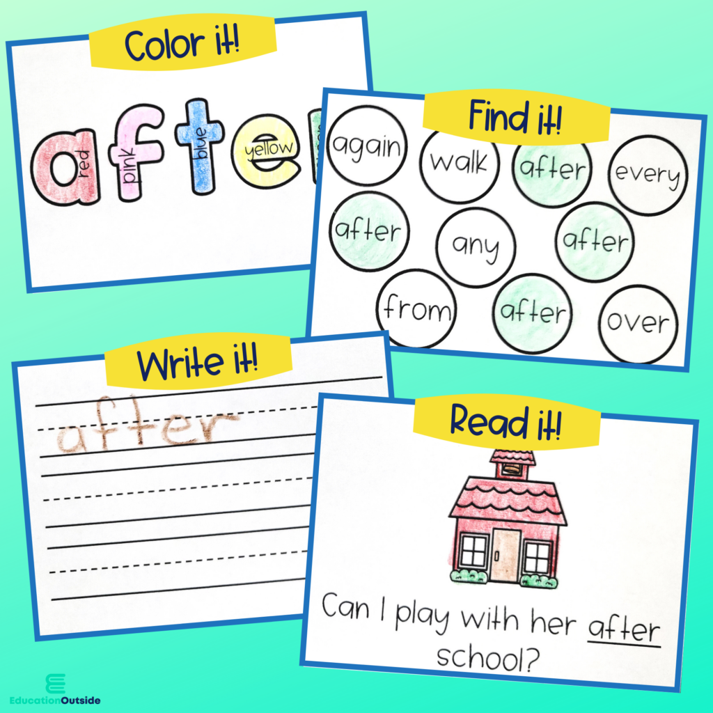 No Prep 1st Grade Dolch Sight Word Activity Mats