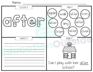 No Prep 1st Grade Dolch Sight Word Activity Mats
