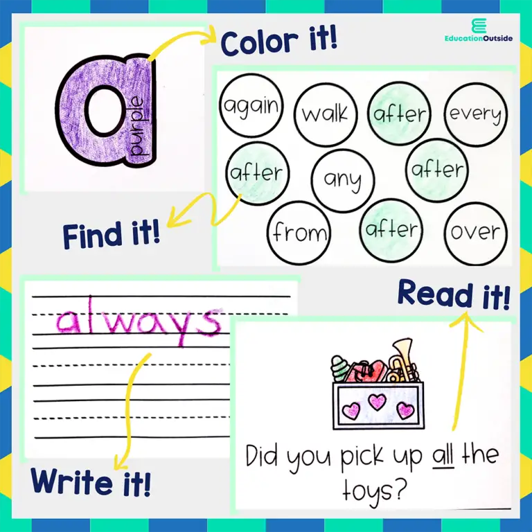 Dolch Pre-Primer to 2nd Grade Sight Words Activity Mat Packet