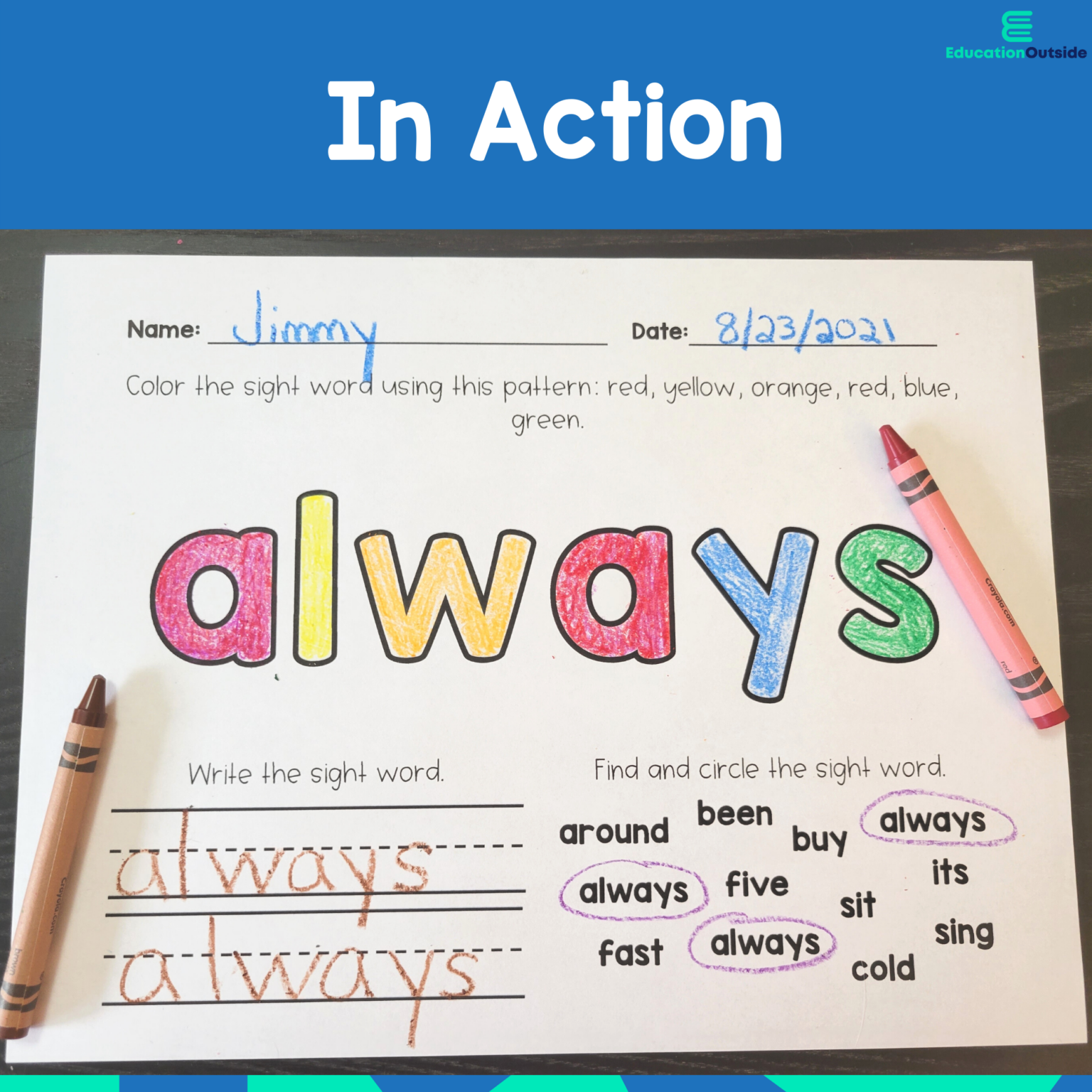 Sight Word Coloring Worksheets (2nd Grade Dolch) - NO PREP Printable Set