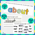 Sight Word Coloring Worksheets (3rd Grade Dolch) - NO PREP Printable Set