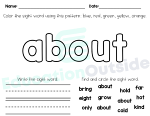 Sight Word Coloring Worksheets (3rd Grade Dolch) - NO PREP Printable Set