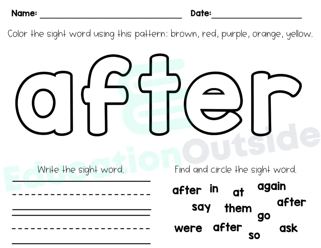 Sight Word Coloring Worksheets (1st Grade Dolch) - NO PREP Printable Set