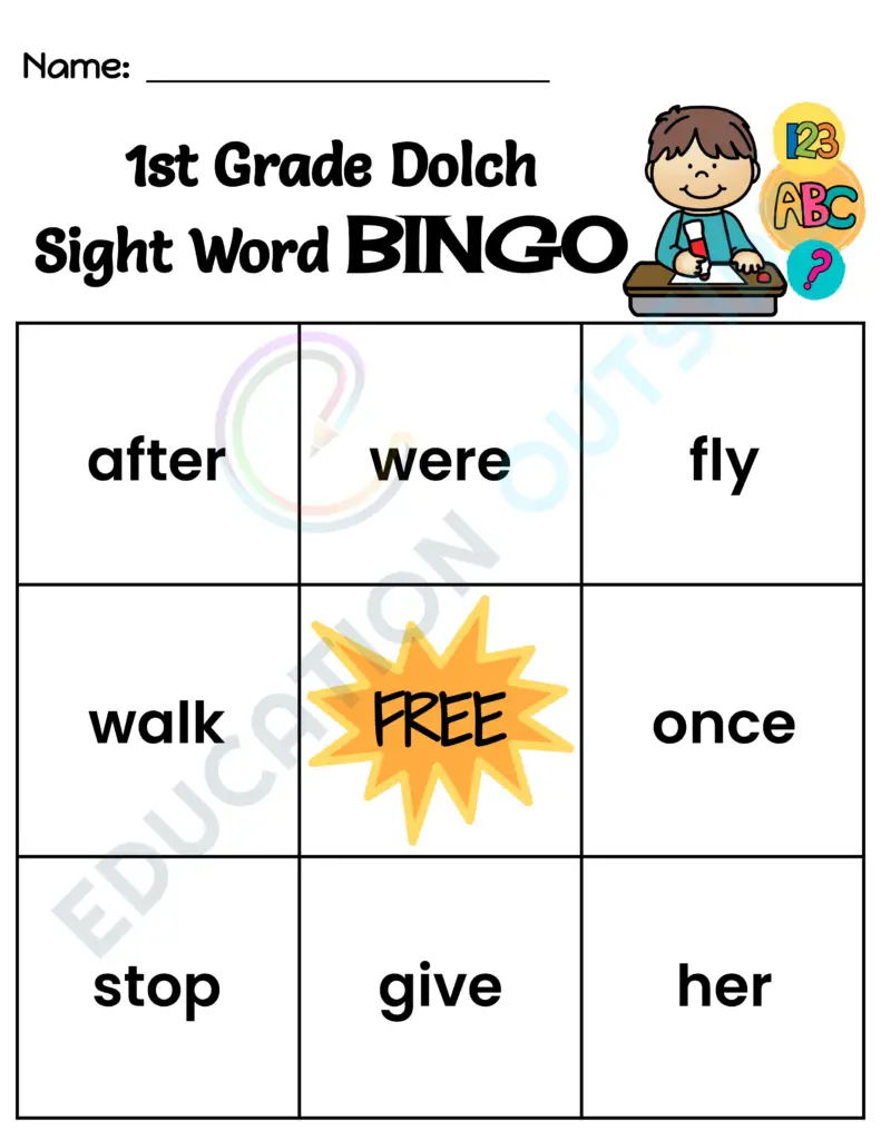 1st Grade Dolch Sight Words Bingo - 8 and 24 Square Grids Included!