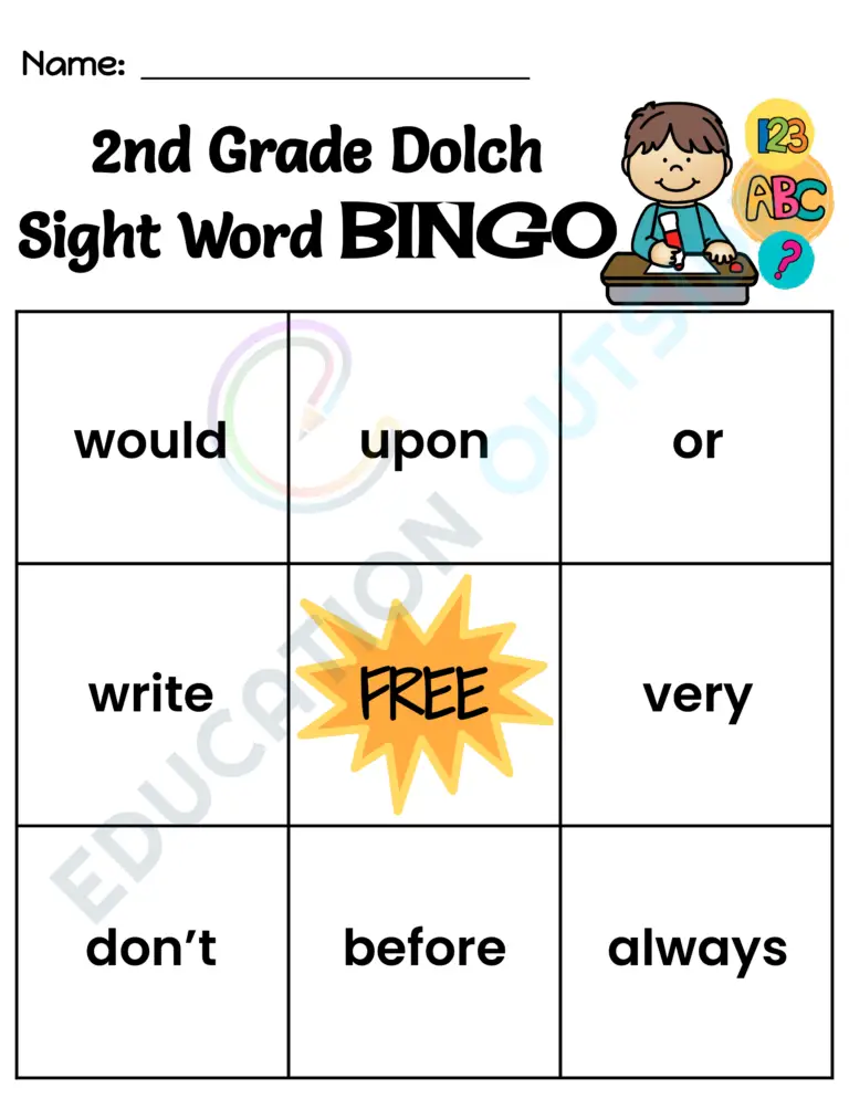 2nd Grade Dolch Sight Words Bingo - 8 and 24 Square Grids Included!