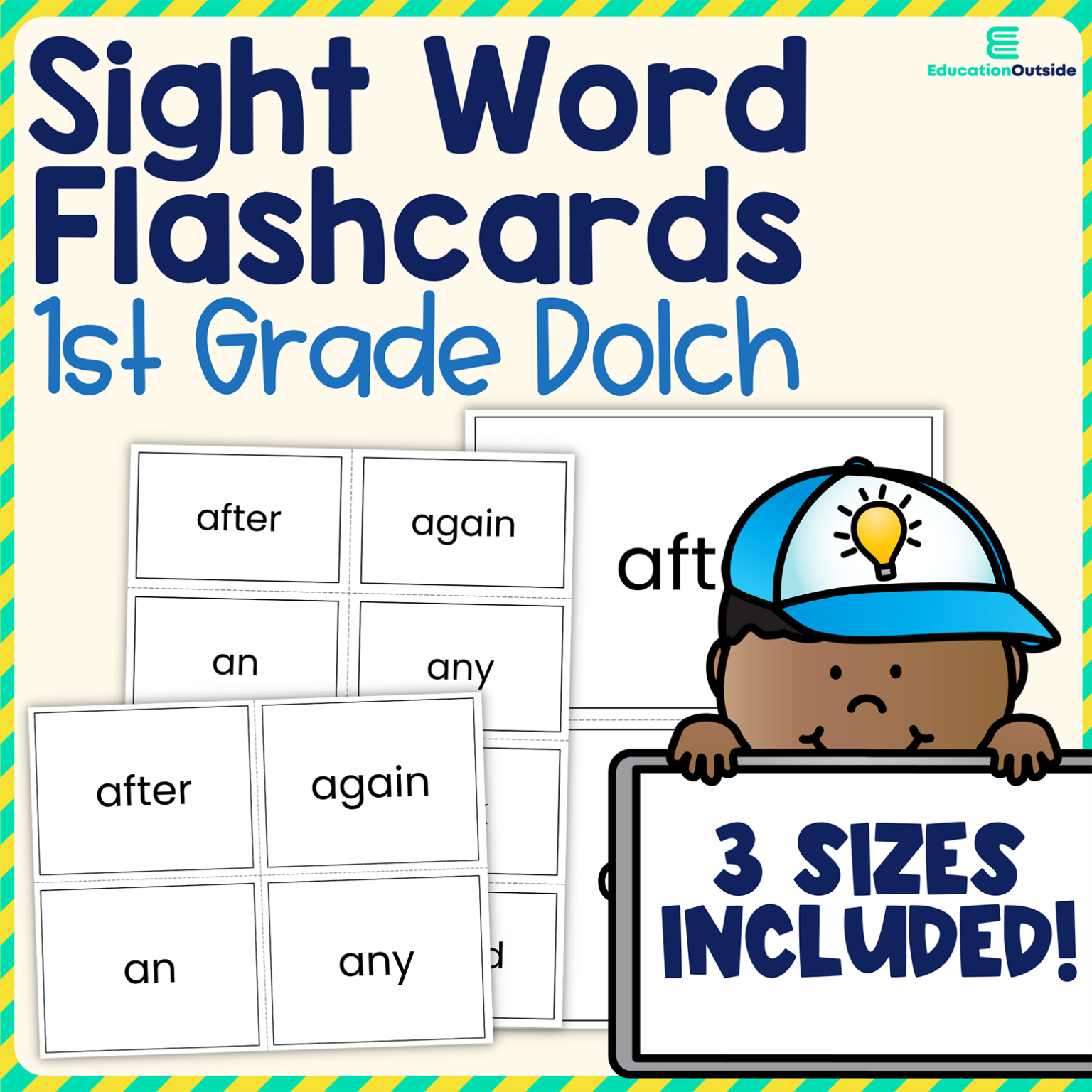 Dolch 1st Grade Sight Word Flashcards - 3 Sizes Included!