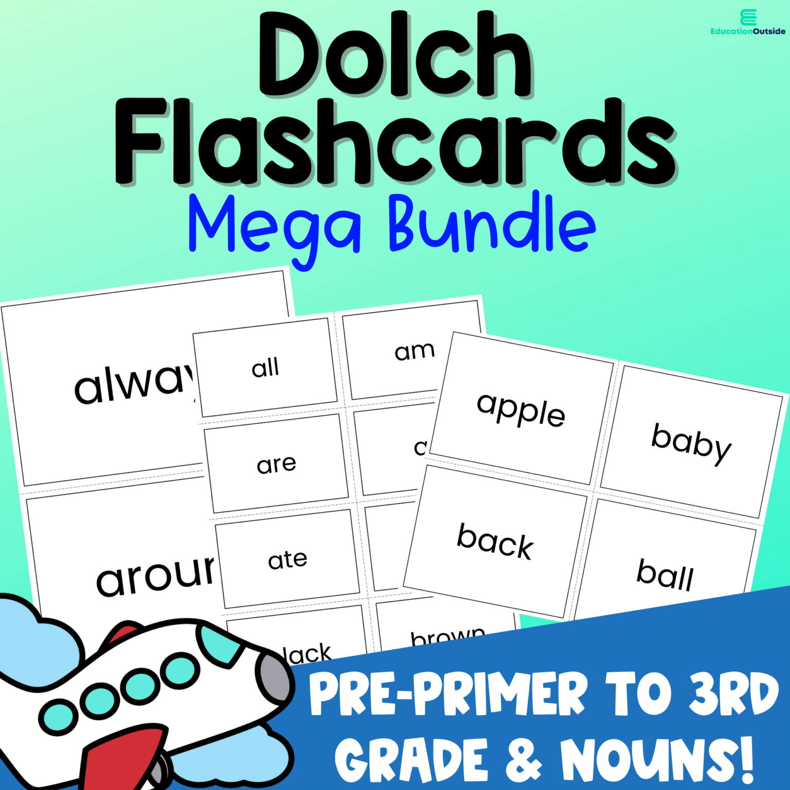Dolch Flashcard Mega Packet (Pre-Primer - Grade 3) + Nouns - 3 Sizes ...