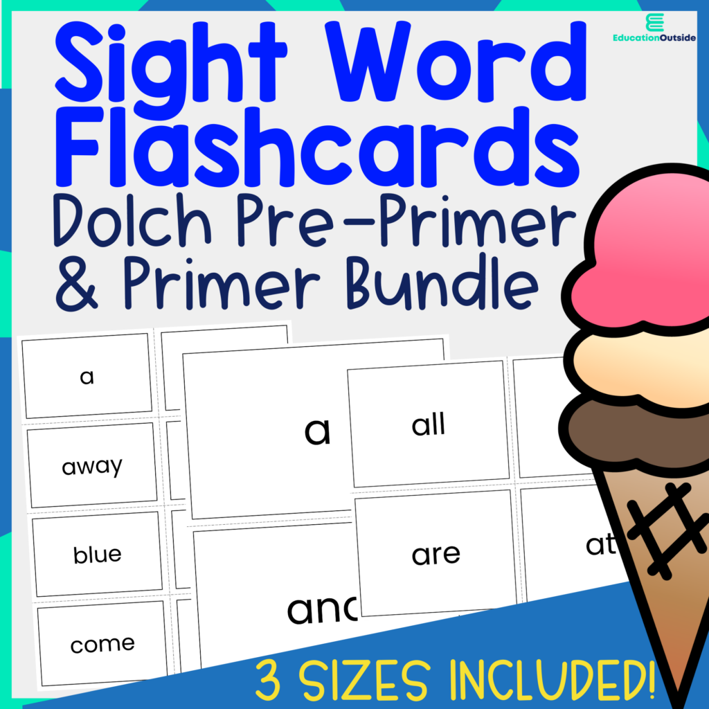 Dolch Pre-Primer & Primer Sight Word Flashcard Packet - 3 Sizes Included!
