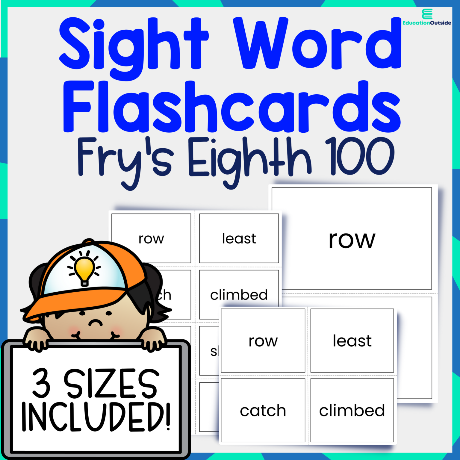Fry's Eighth 100 Sight Words Flashcards (701-800) - 3 Sizes Included!