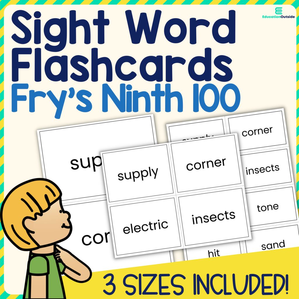 Fry's Ninth 100 Sight Words Flashcards (801-900) - 3 Sizes Included!