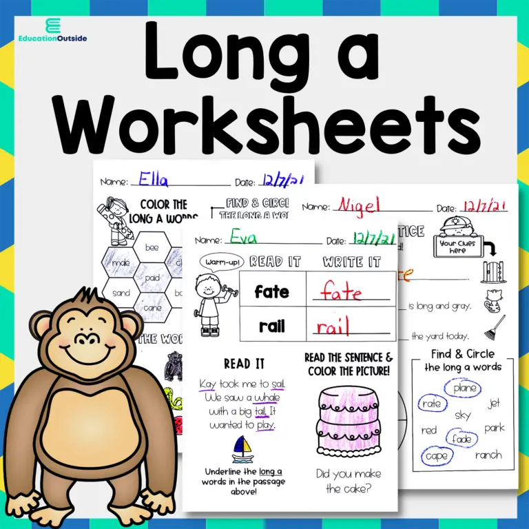Long a Worksheets - Color and B&W Versions Included!