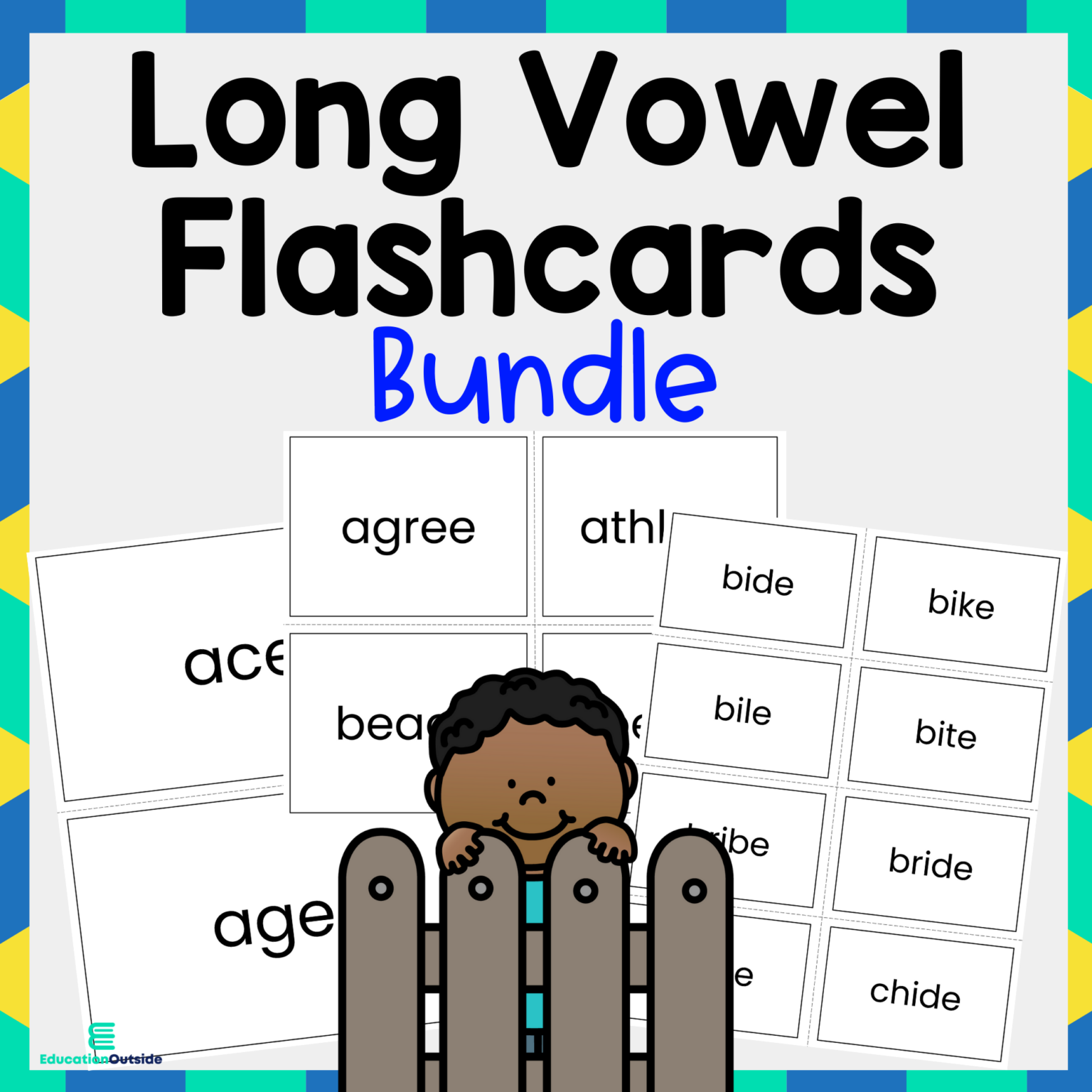 Long Vowel Flashcard Packet (a, e, i, o, u) - 3 Sizes Included!