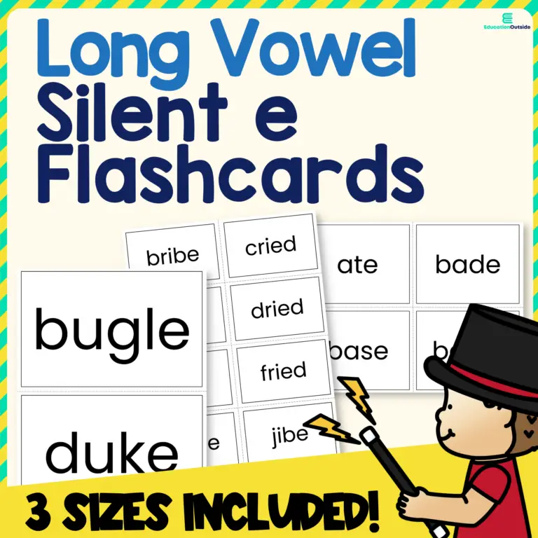 Long Vowel / Silent e Flashcards - 3 Sizes Included - No Prep!