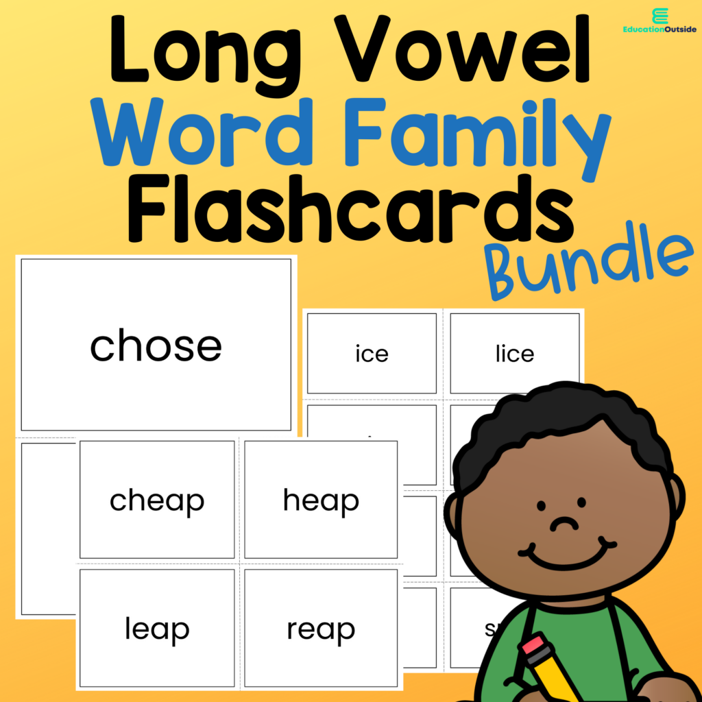 Long Vowel Word Family Flashcard Packet - 3 Sizes Included - No Prep!