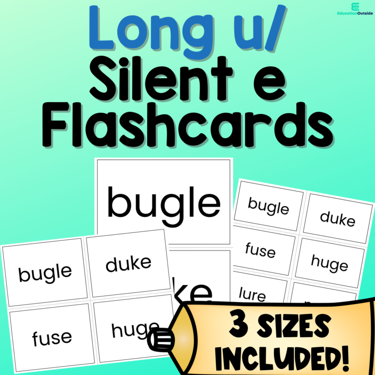Long u / Silent e Flashcards - 3 Sizes Included - No Prep!