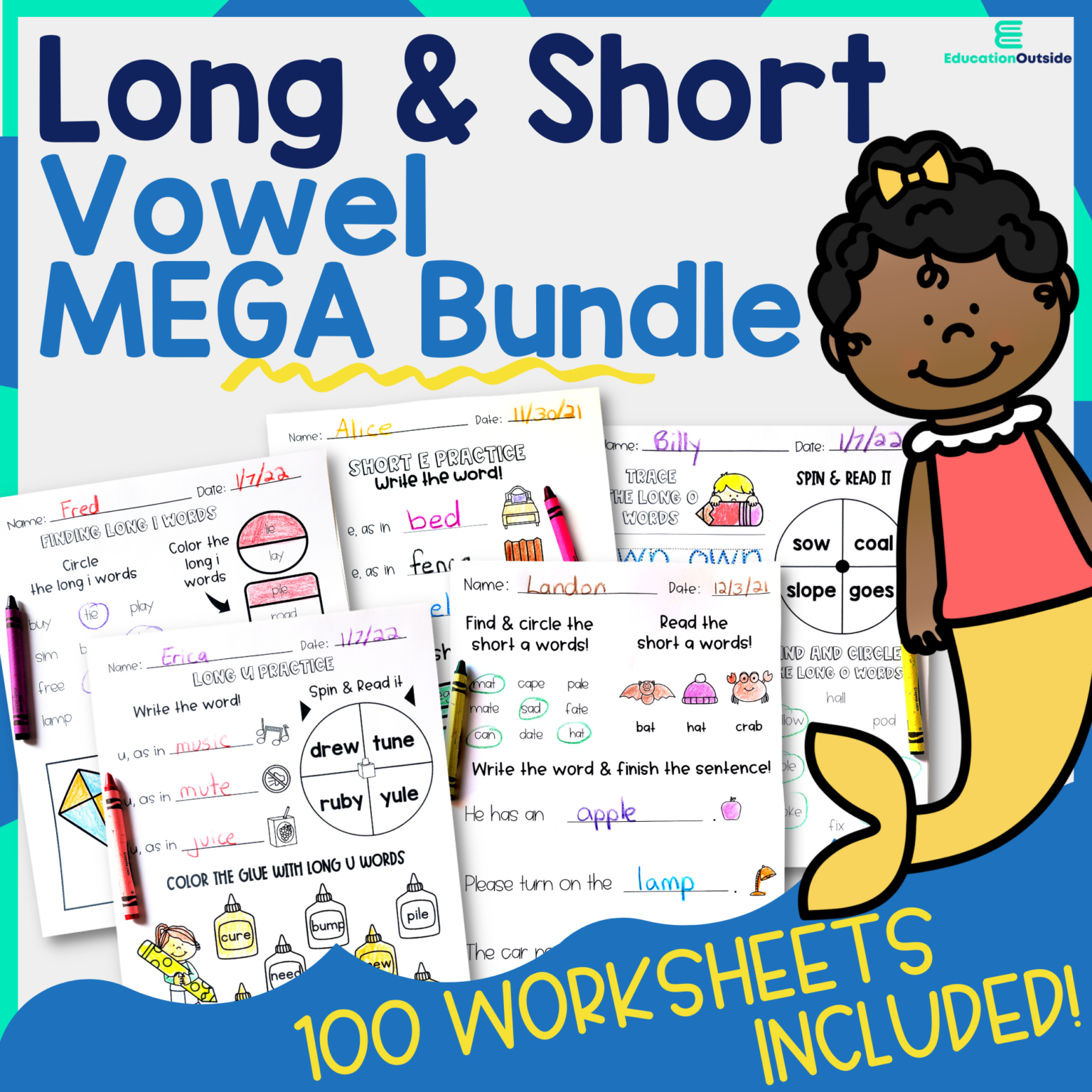 Long & Short Vowel MEGA Packet - 100 Worksheets Included!