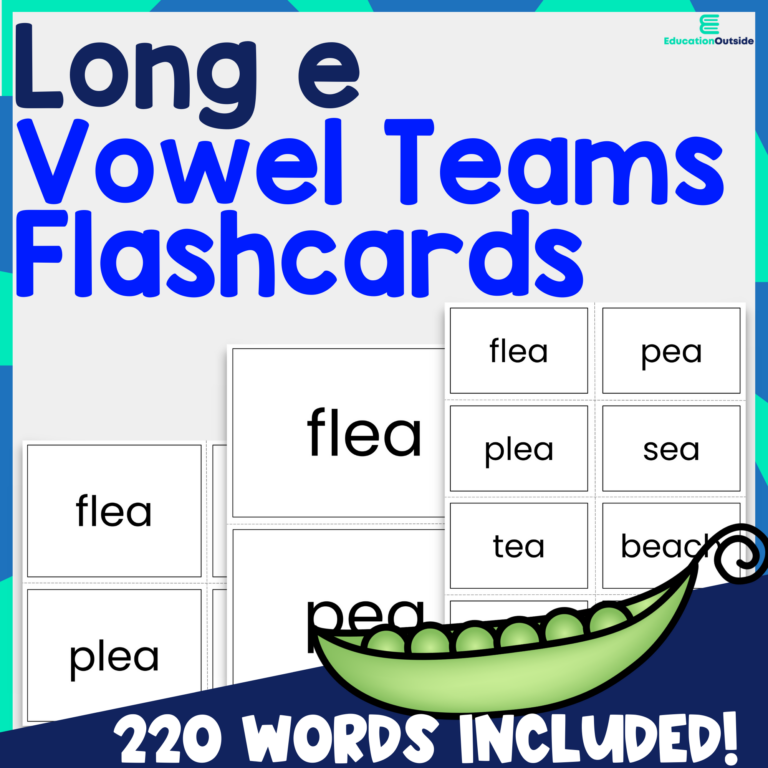 Long e Vowel Teams Flashcards - 3 Sizes Included - No Prep!