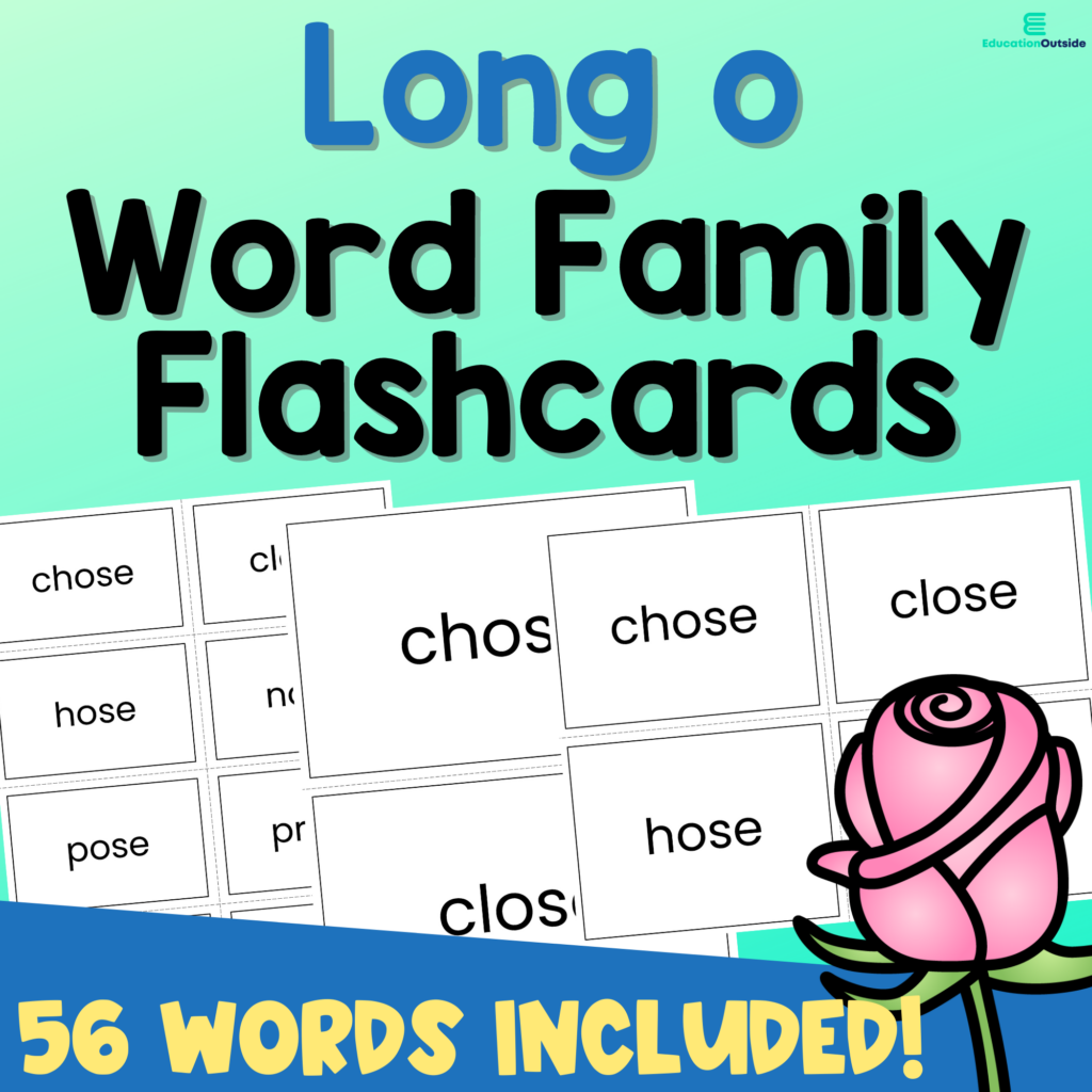 Long o Word Family Flashcards (-ose, -one, -obe, -ome, -ote, -oke, -ole ...