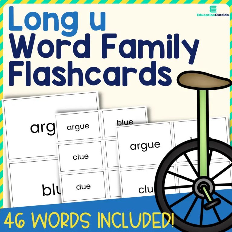 Long u Word Family Flashcards (-une, -ute, -ue, -ube, -ew, u-) - 3 ...