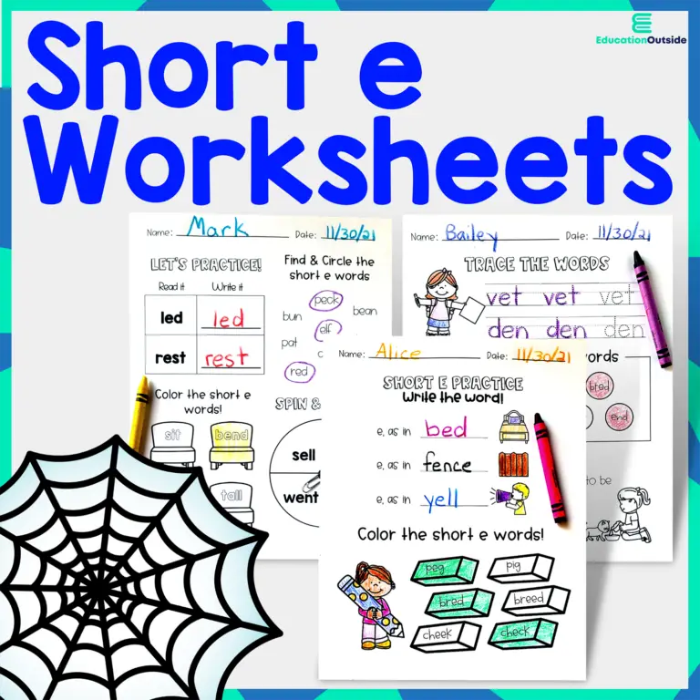 Short Vowel e Worksheets - No Prep - Print and Practice